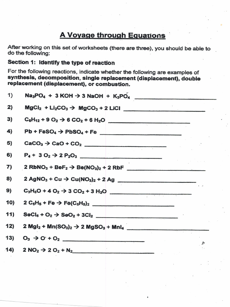 Chemistry Worksheet 1 | PDF