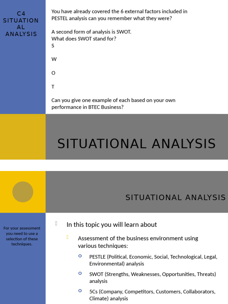Business Situational Analysis Techniques | PDF | Swot Analysis | Monopoly