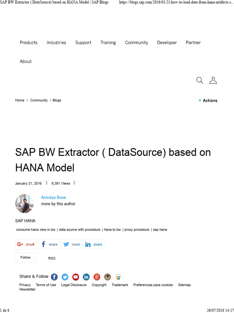 SAP BW Extractor (DataSource) Based On HANA Model - Procedure | PDF ...