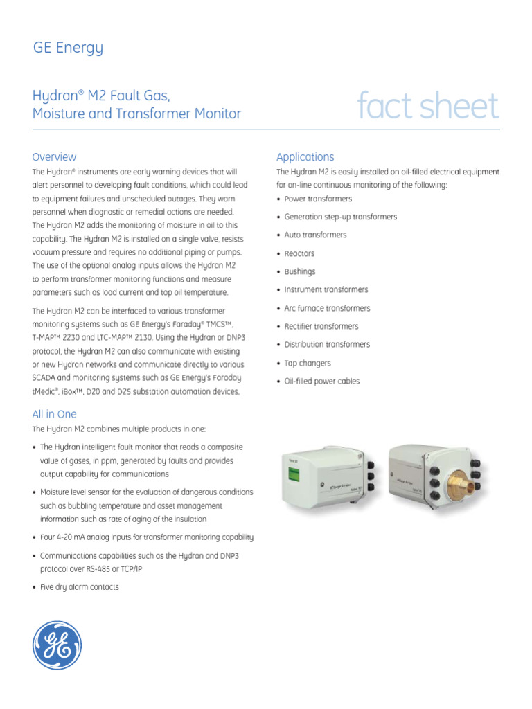 Brochure Hydran M2 English Fact Sheet | PDF | Transformer | Instrumentation