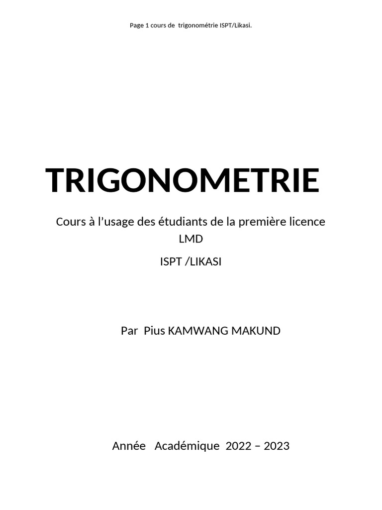 Trigo Pres Pour Impression | PDF | Fonction trigonométrique | Triangle