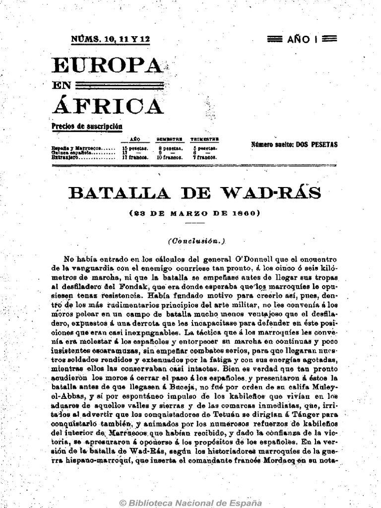 Análisis de la Batalla de Wad-Rás 1860 | PDF