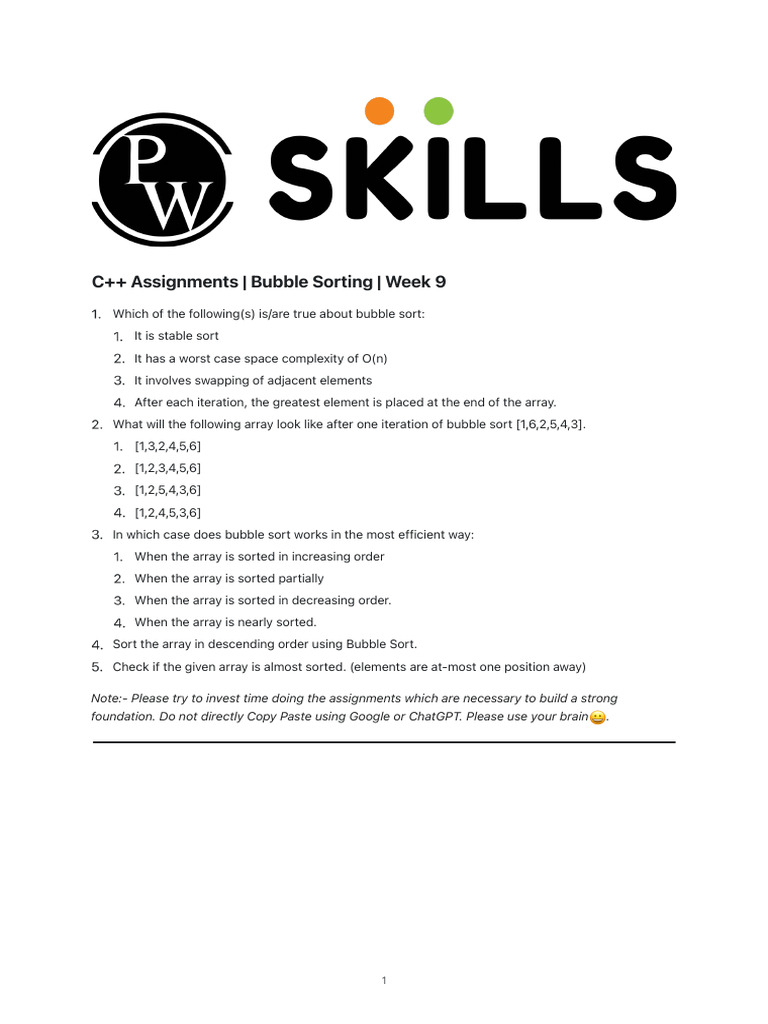 Sorting_Assignment_01_DECODE_DSA_with_C_2.0_6523bd351537bc0019299b23 | PDF