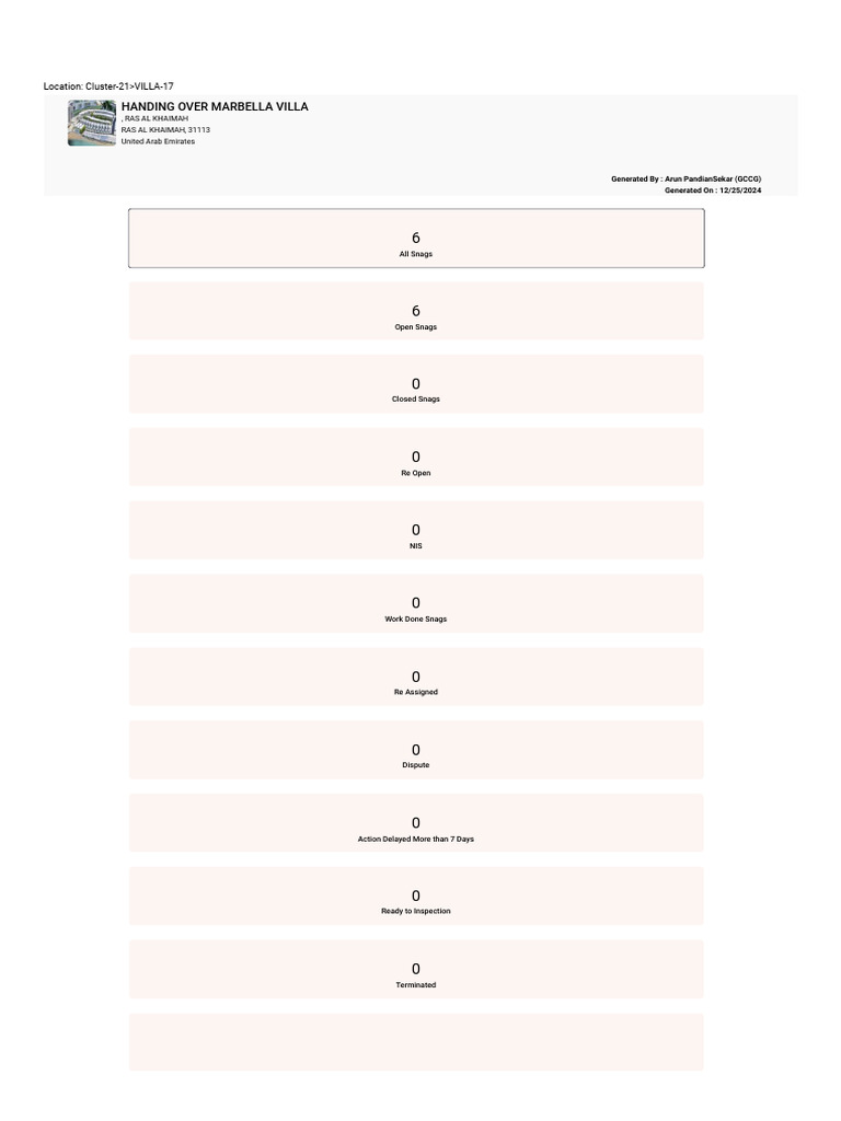 17 - Snag Location Report | PDF