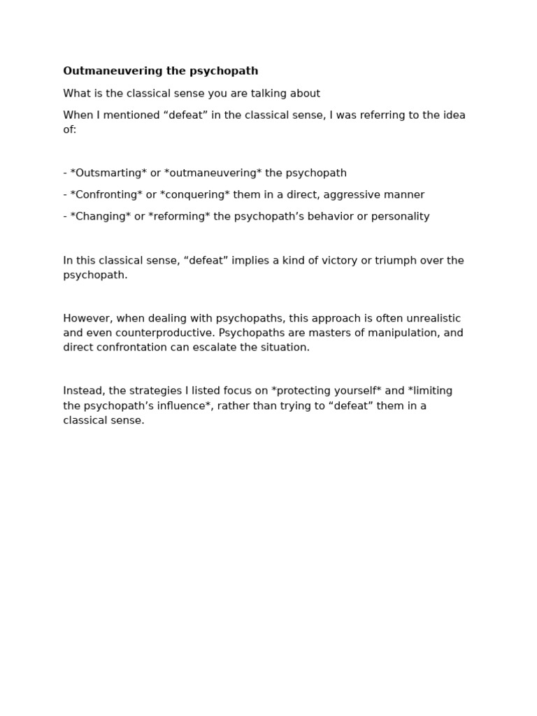 Document (3) Outmaneuvering the Psychopath | PDF