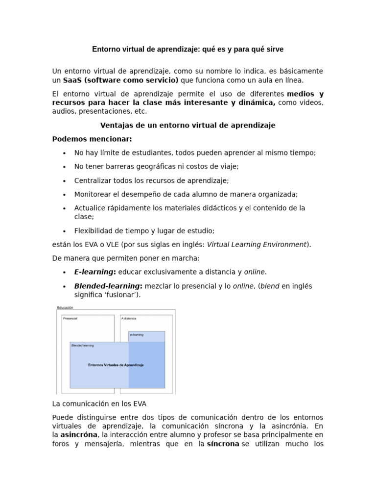 Entorno Virtual de Aprendizaje: Ventajas y Usos | PDF