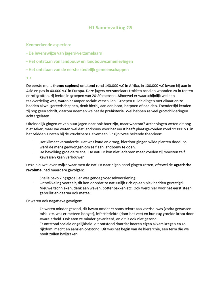 2021 GS H1 Samenvatting | PDF