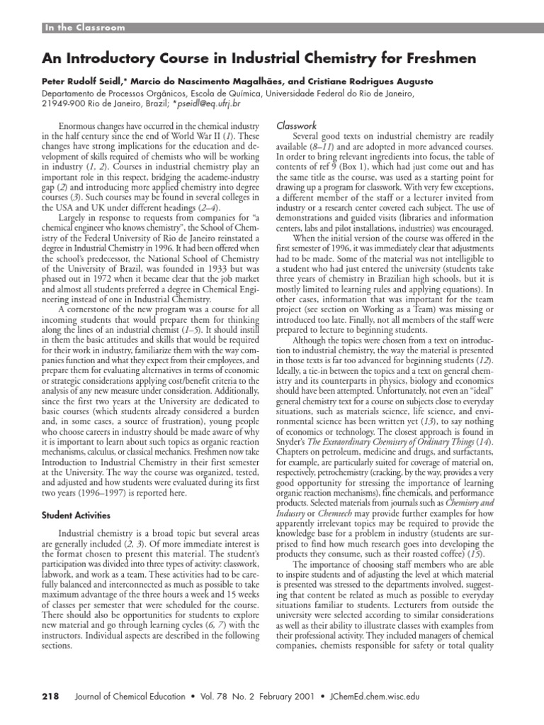 An Introductory Course in Industrial Che | PDF | Drink | Chemist