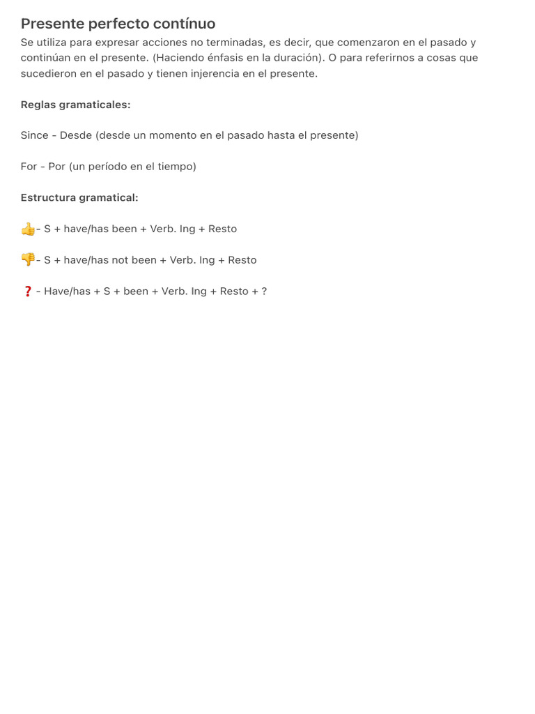 Presente Perfecto Contínuo | PDF