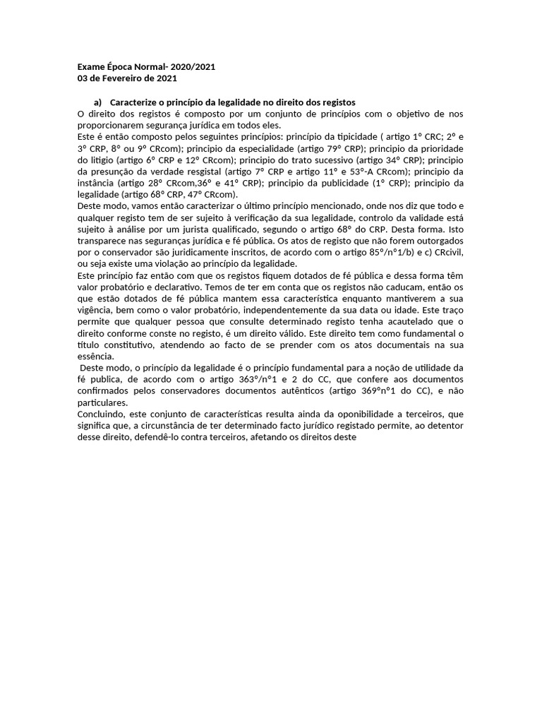 Exame Época Normal - 2020 - 2021 03 de Fevereiro de 2021 (16209) | PDF ...