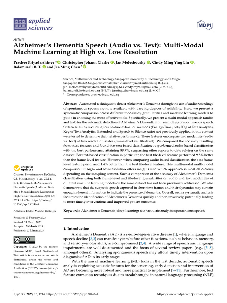 Alzheimers Dementia Speech Audio Vs Text Multi Modal Machine Tbn0hy2r ...