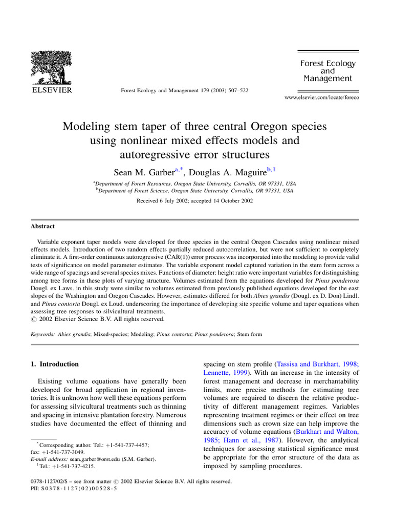 Ajuste de Stem Taper Models | PDF | Estimator | Akaike Information Criterion