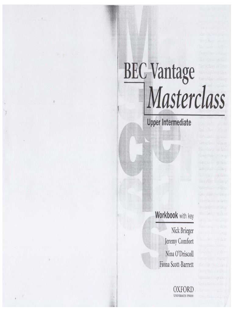 BEC Vantage Masterclass Workbook | PDF