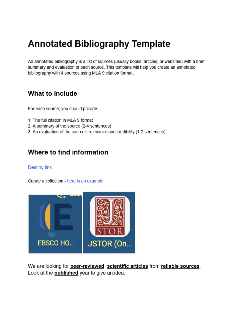 Annotated Bibliography Template | PDF | Citation | Bibliography