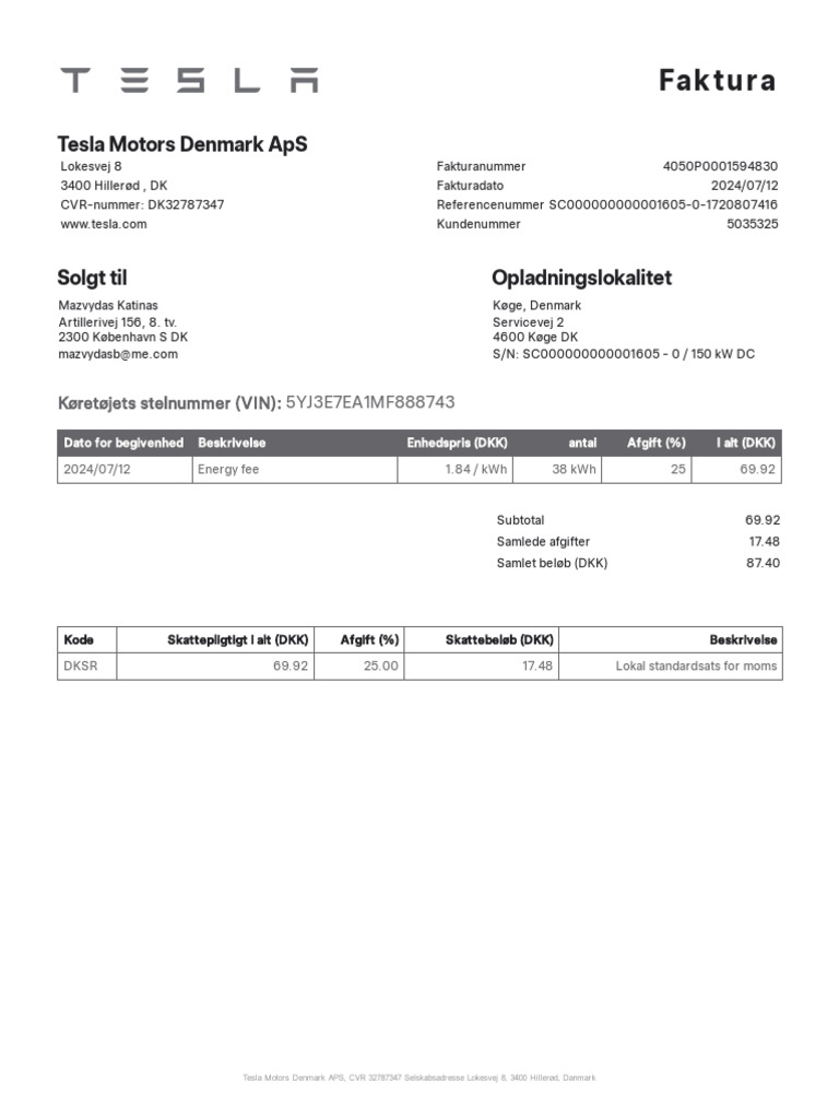 Tesla Invoice16c2fb60 4cb0 4799 B7de B8ffb918aed0 | PDF