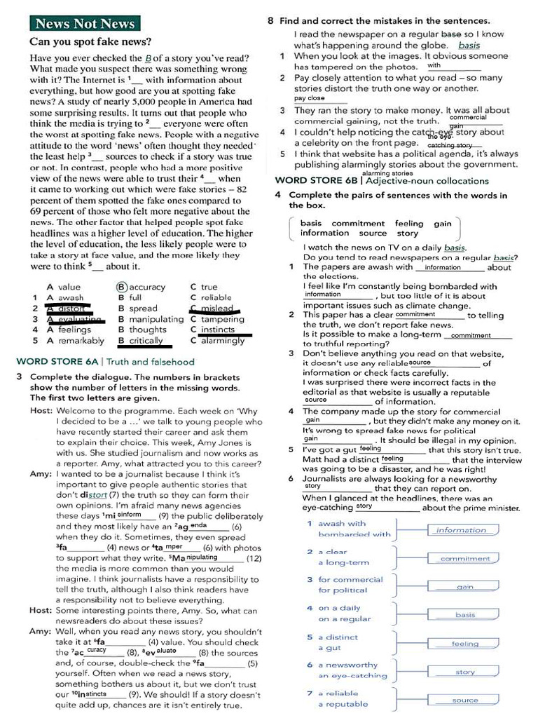 Fake News - WB Exercises | PDF