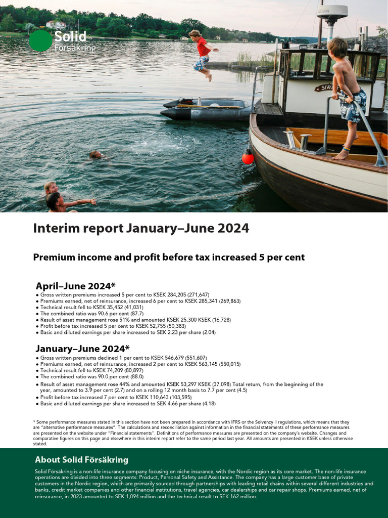 Solid Forsakringsaktiebolag Interim Report q2 2024 240718 | PDF ...