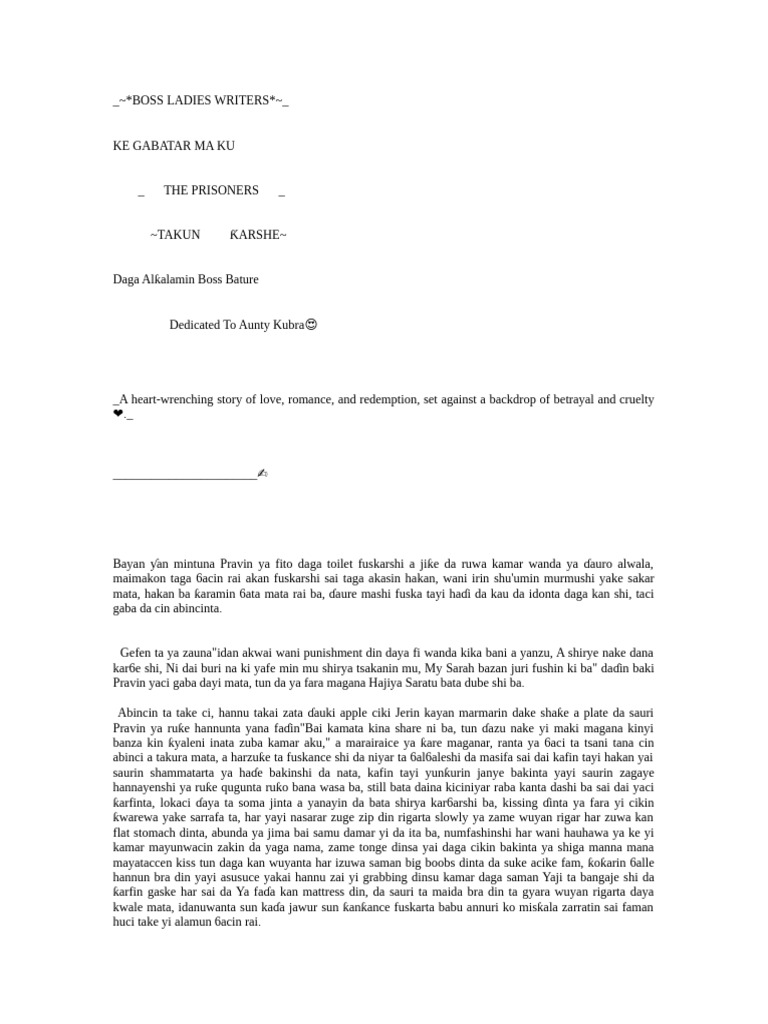 Kurkukun Kaddara (Takun Karshe) by Gidannovels - Com.ng | PDF