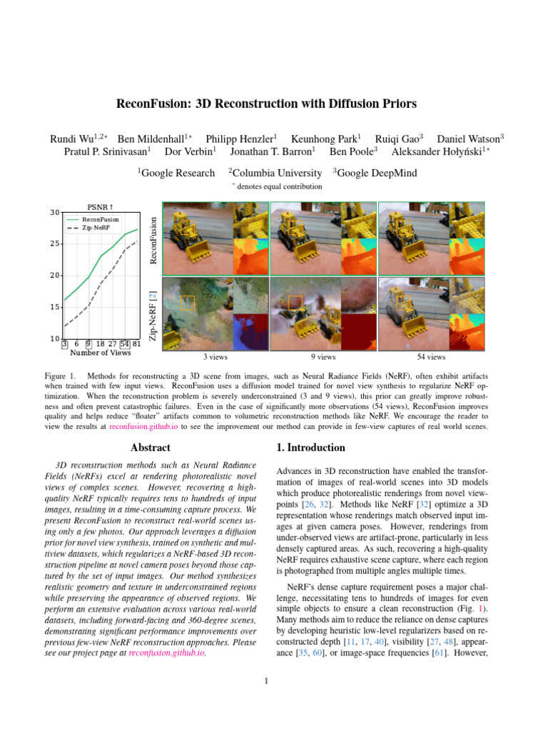 Reconfusion: 3D Reconstruction With Diffusion Priors: 30 PSNR | PDF | Rendering (Computer ...