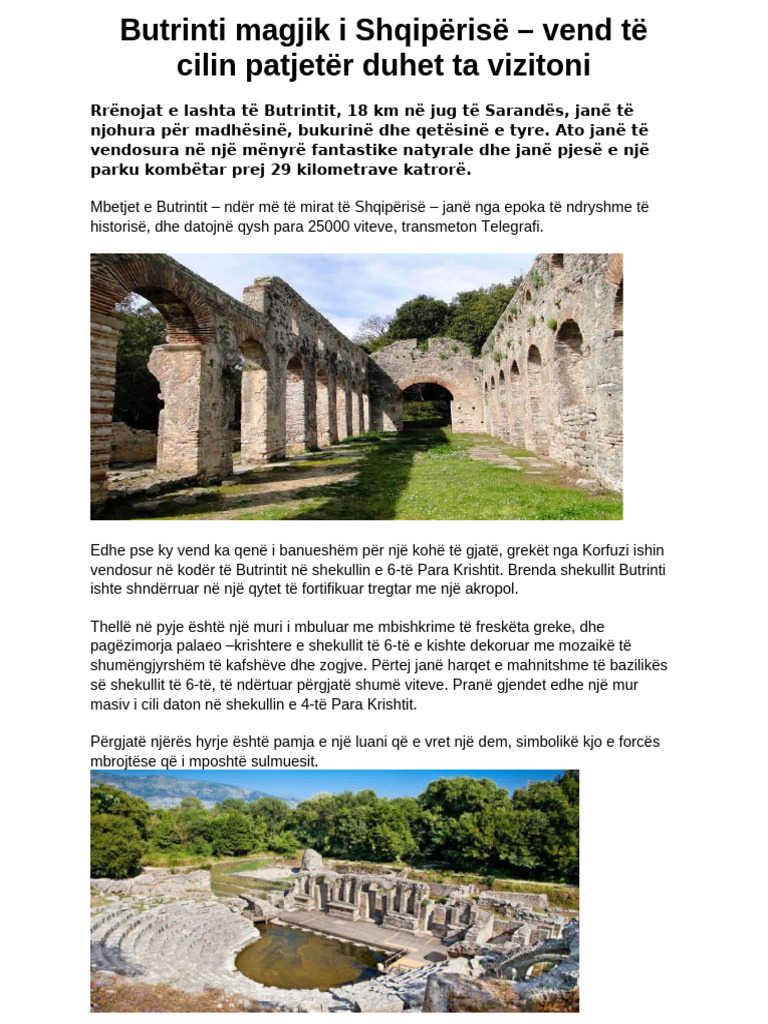 Butrinti Magjik I Shqipërisë | PDF