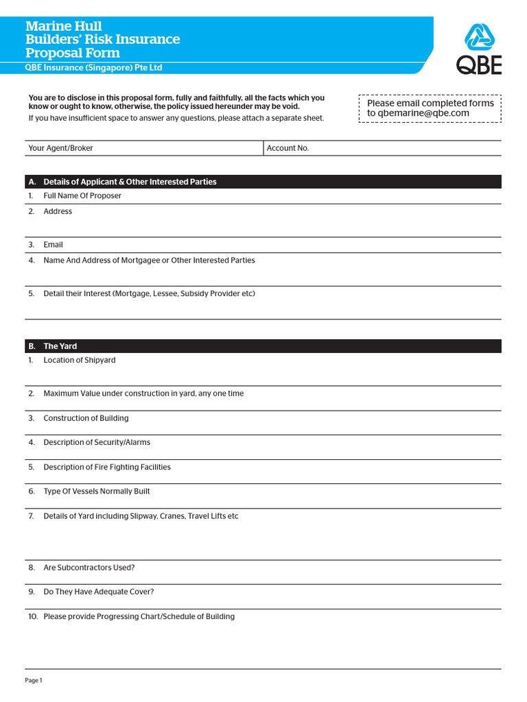 QBE MH Builders Risk Proposal Form - 201217 - FA | PDF | Insurance ...