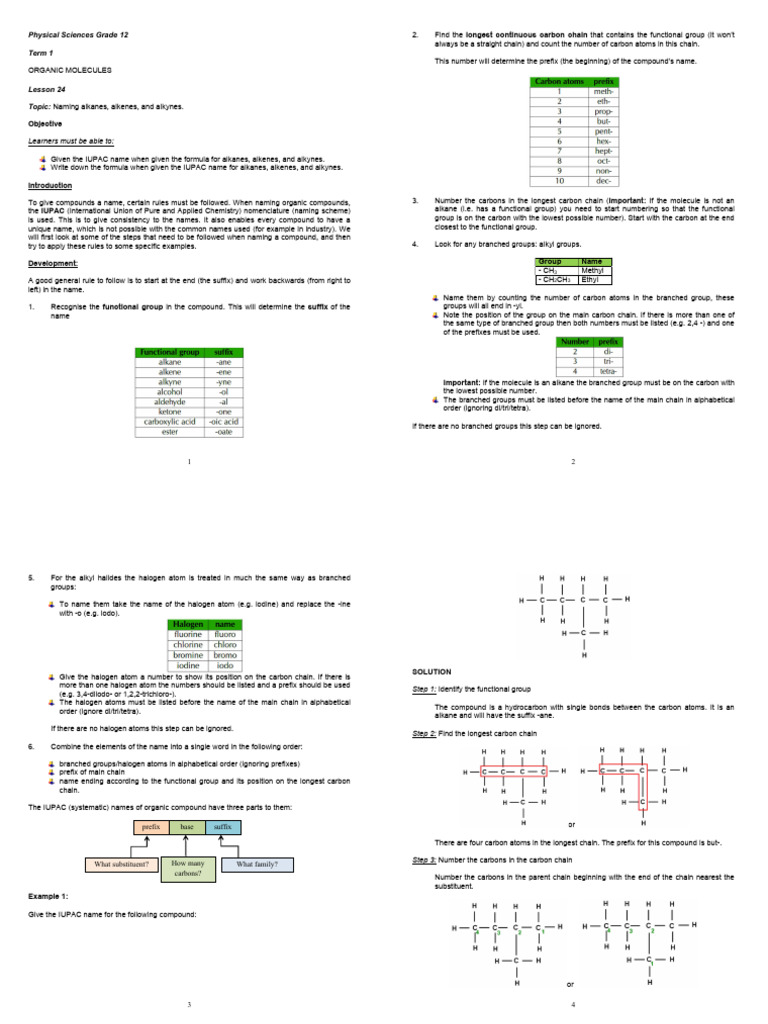 Naming Alkanes, Alkenes, Alkynes Guide | PDF | Functional Group | Alkene