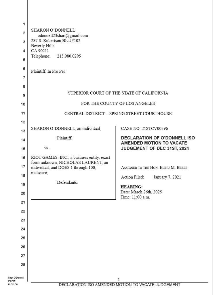 Declaration ISO Motion To Vacate Judgement | PDF | Lawsuit | Discovery ...