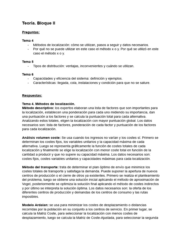 Teoría Bloque II de Dirección | PDF | Transporte