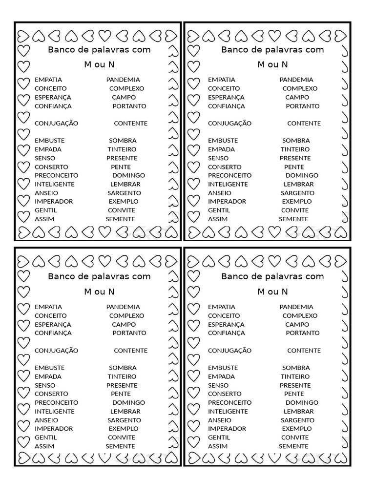 Banco de Palavras M - N | PDF