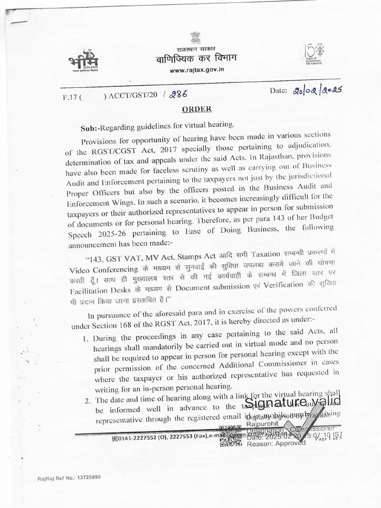 Regarding Guidelines For Virtual Hearing | PDF