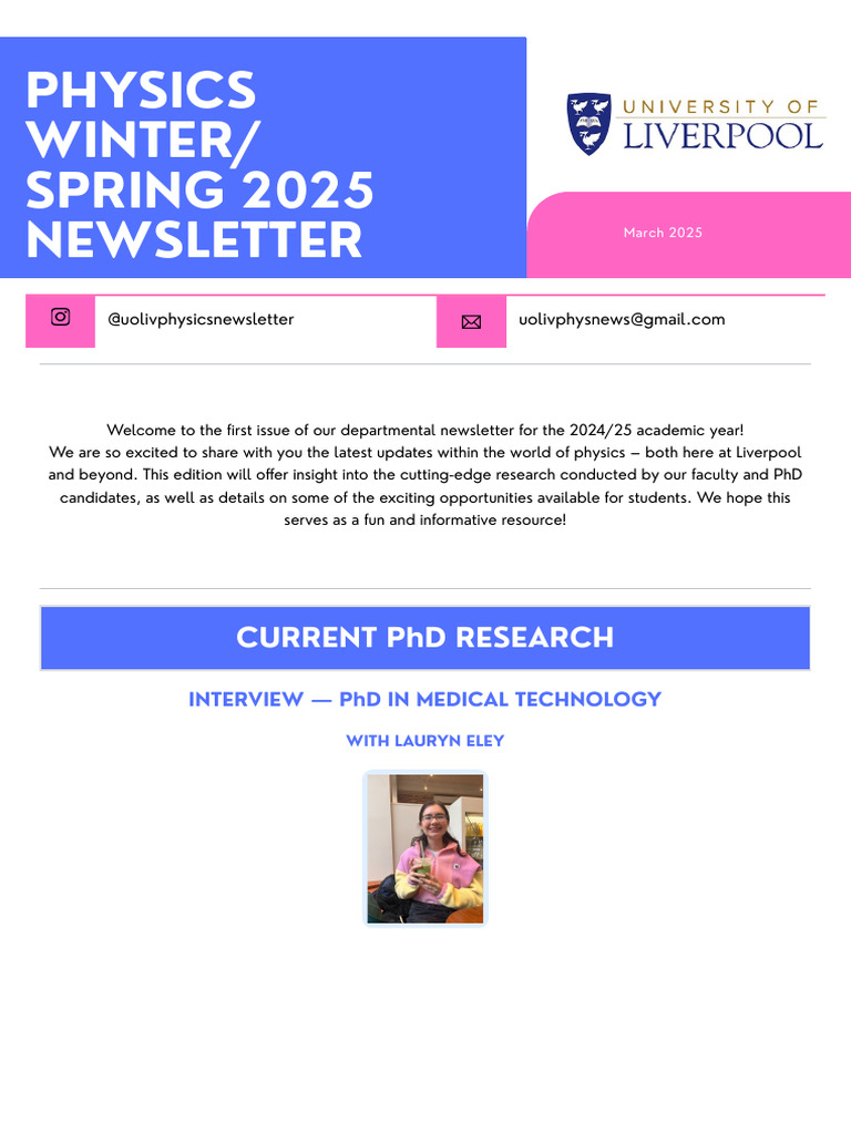 University of Liverpool Physics Newsletter - Winter/Spring 2025 | PDF