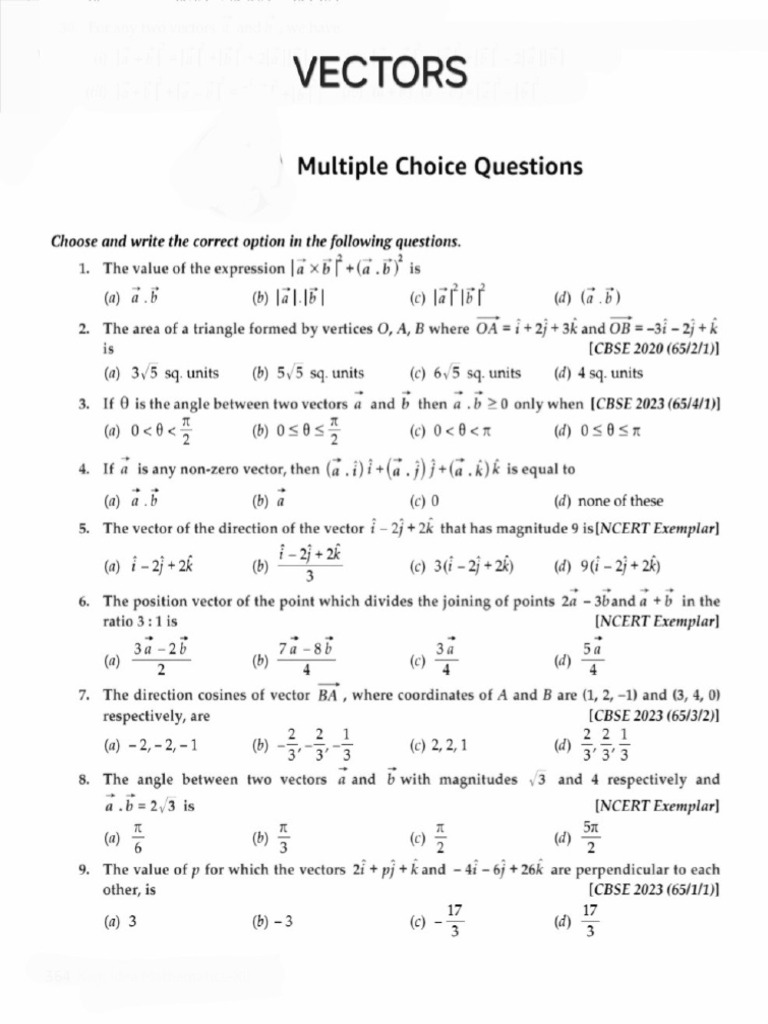 2025 MCQ Vectors | PDF