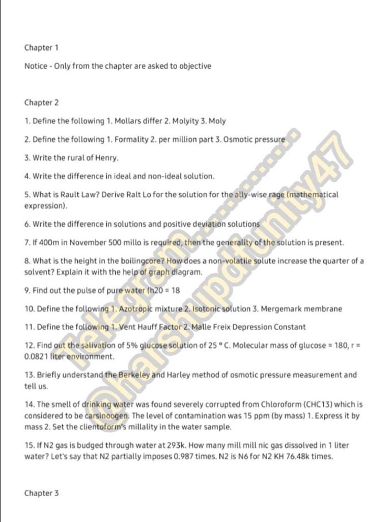 Class 12th Chemistry Most Imp Questions EM HR SiR.. | PDF