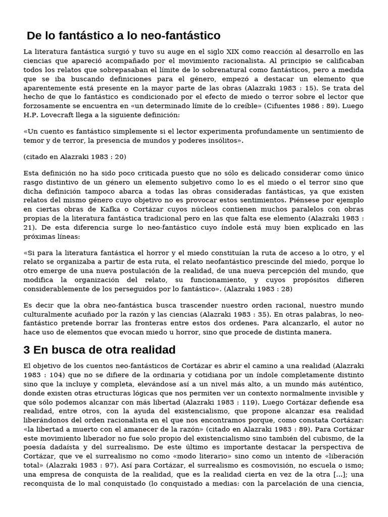 De Lo Fantástico A Lo Neo | PDF | Fantasía | Realidad