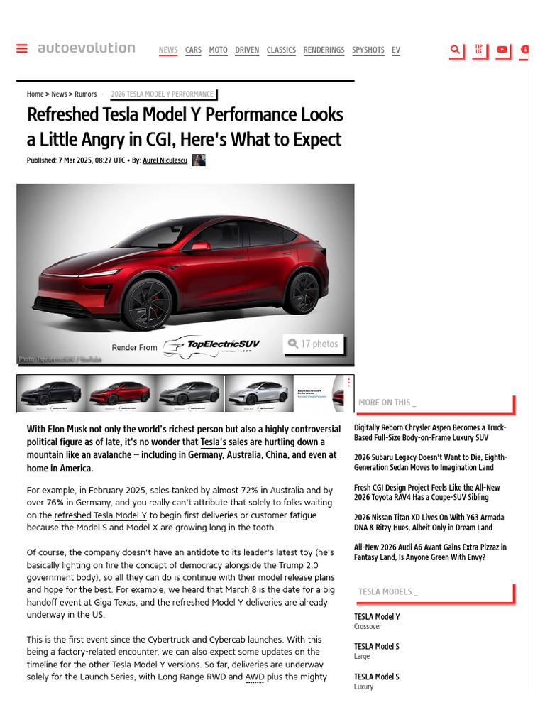 Refreshed Tesla Model Y Performance Looks A Littl | PDF | Vehicle ...