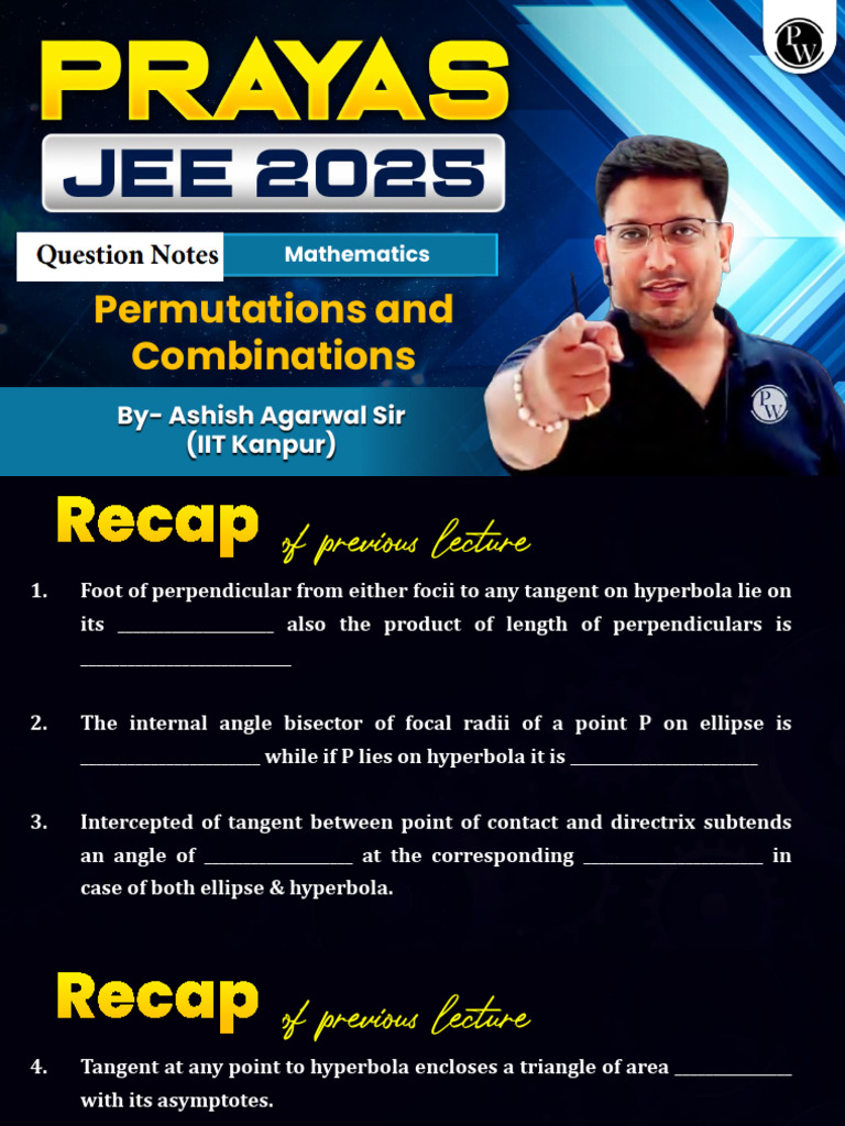 Permutations and Combinations _ Question Notes __ Prayas JEE 2025 | PDF ...