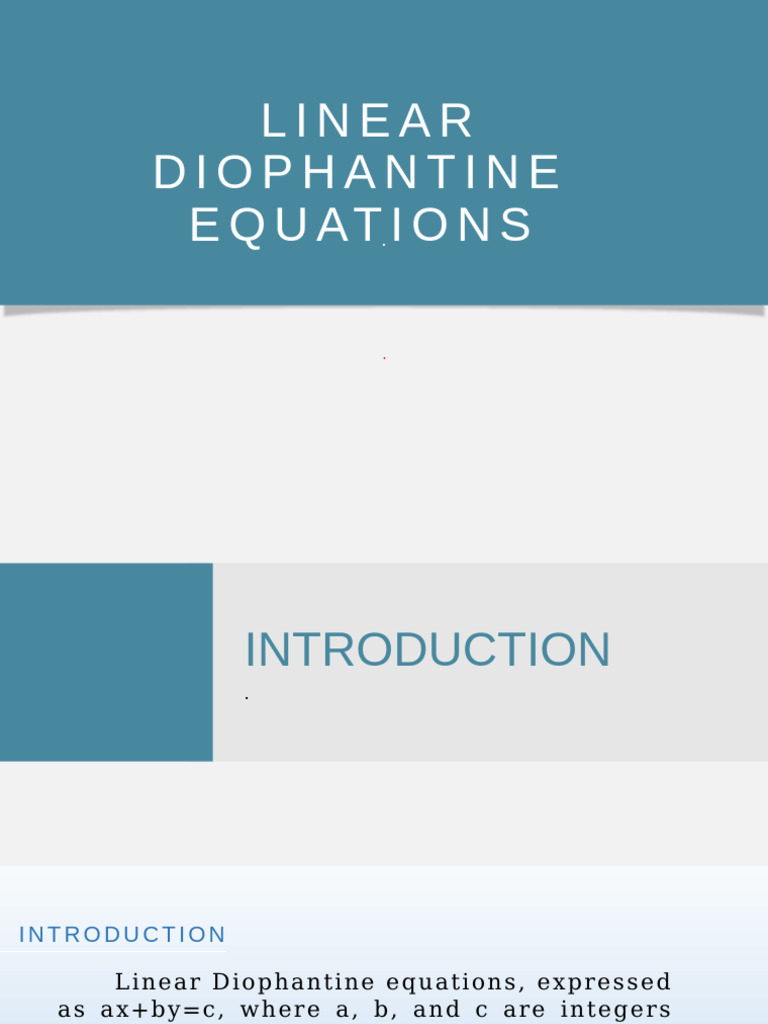 Linear Diophantine Equations | PDF | Numbers | Equations