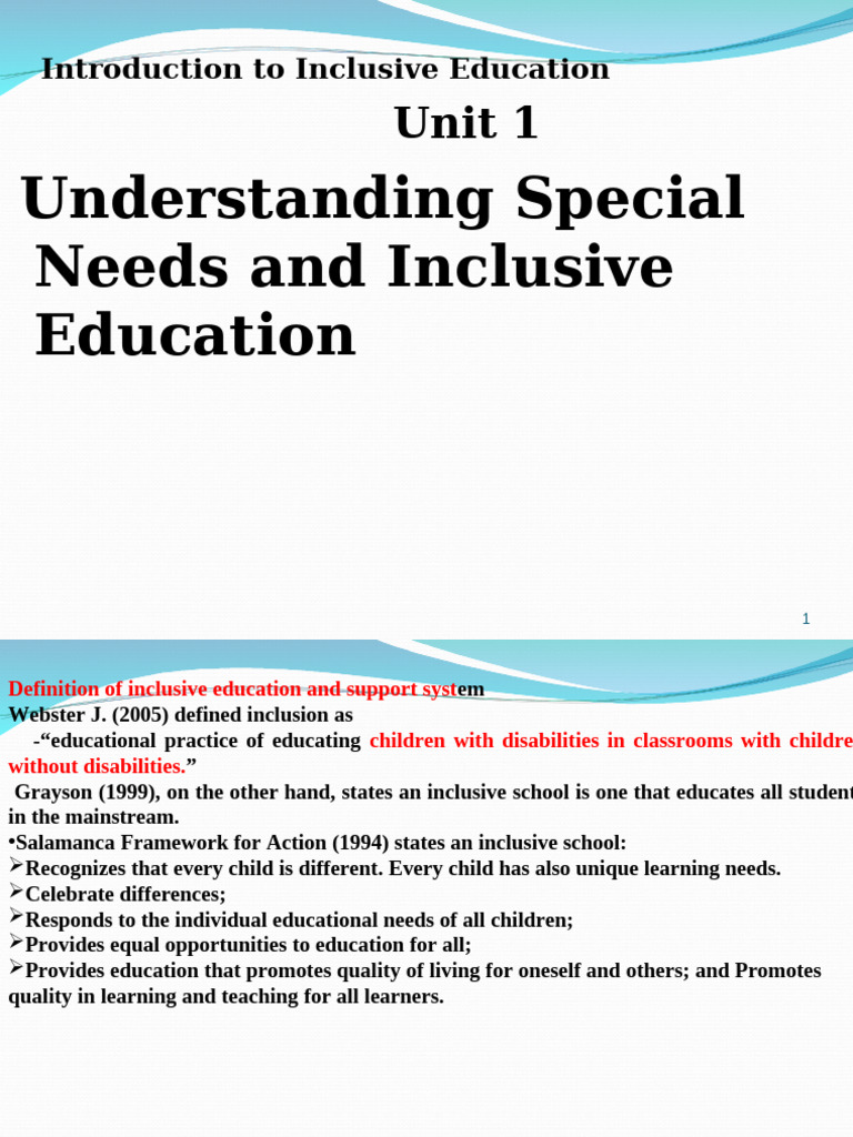 Defining Inclusive Education Concepts | PDF | Inclusion (Education ...