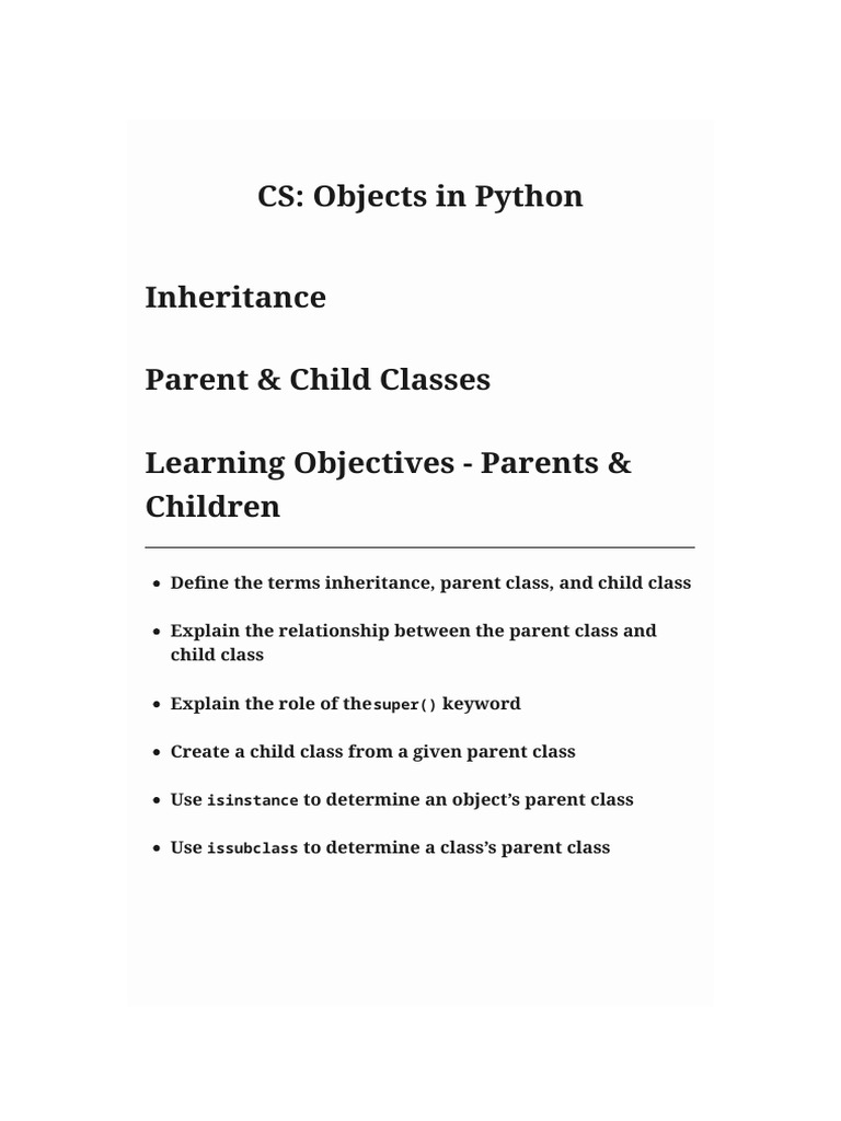 Python Class Inheritance Explained | PDF | Class (Computer Programming ...