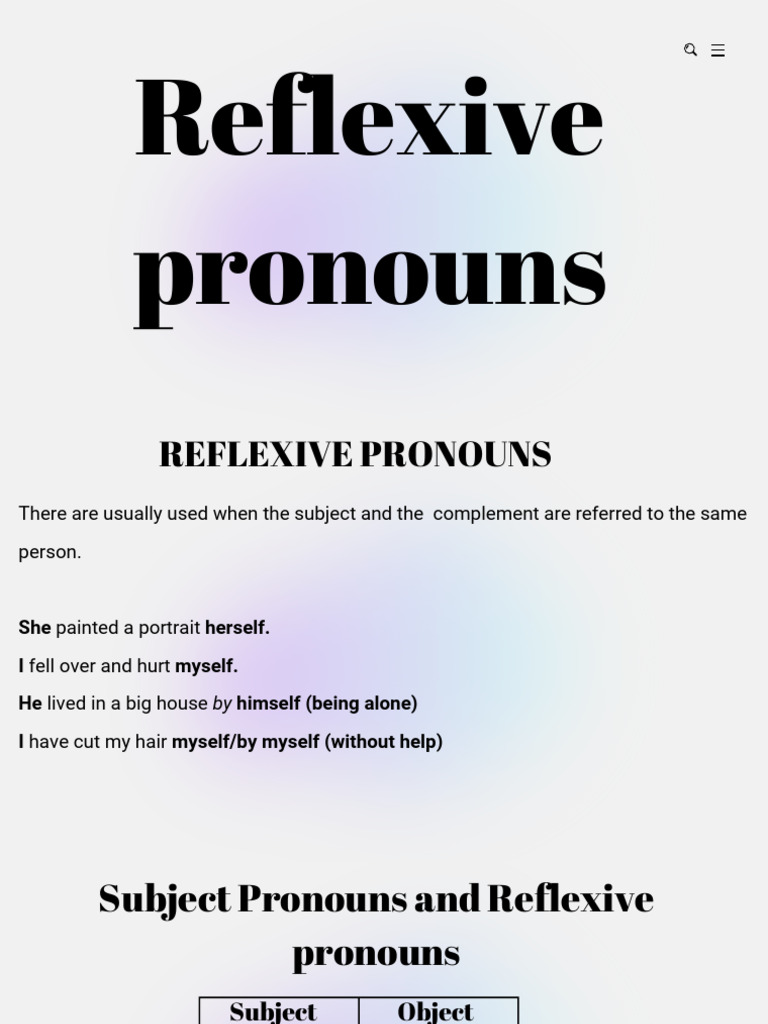 Reflexive Pronouns | PDF