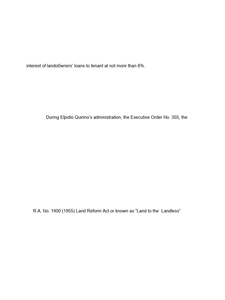 Agrarian Reform Under Manuel Roxas Administration | PDF | Urban ...