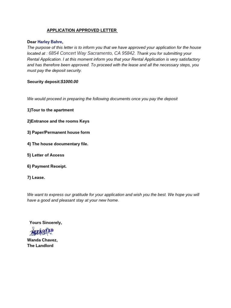 Application Approved Letter-1 | PDF