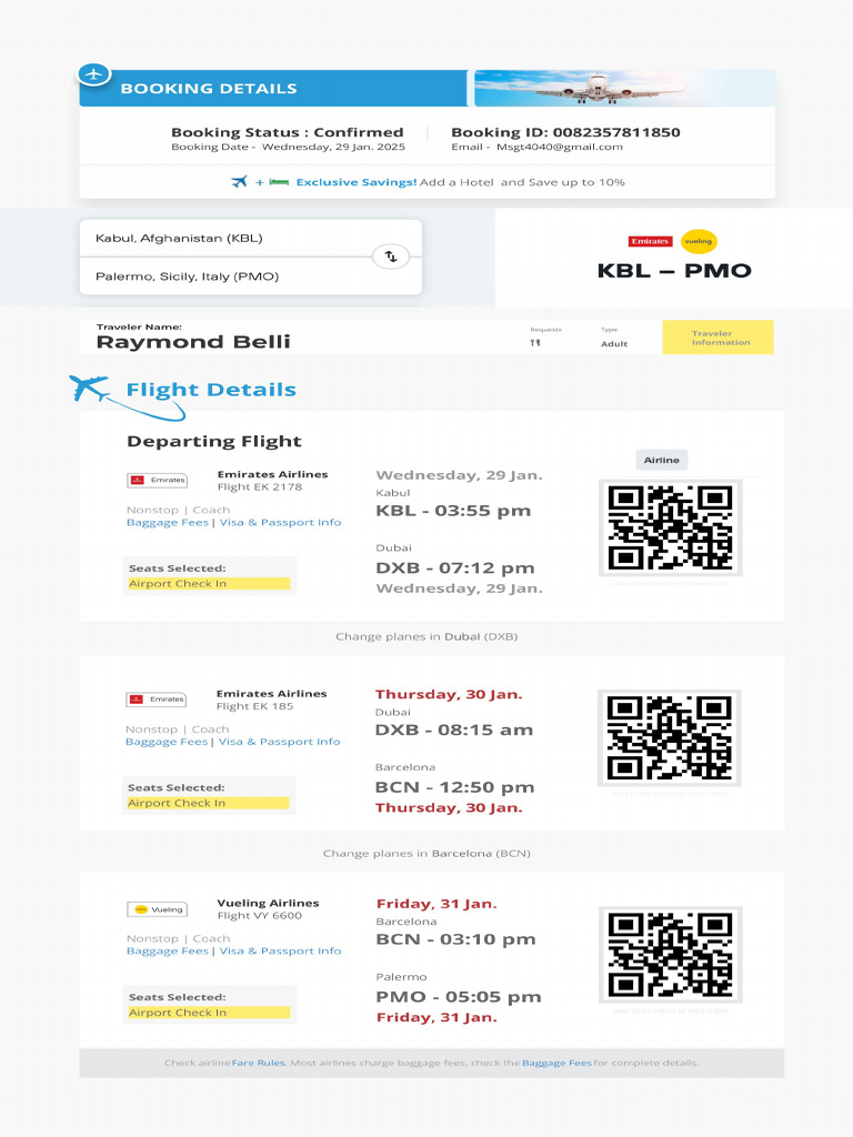 Emirate Airline - Ticket | PDF