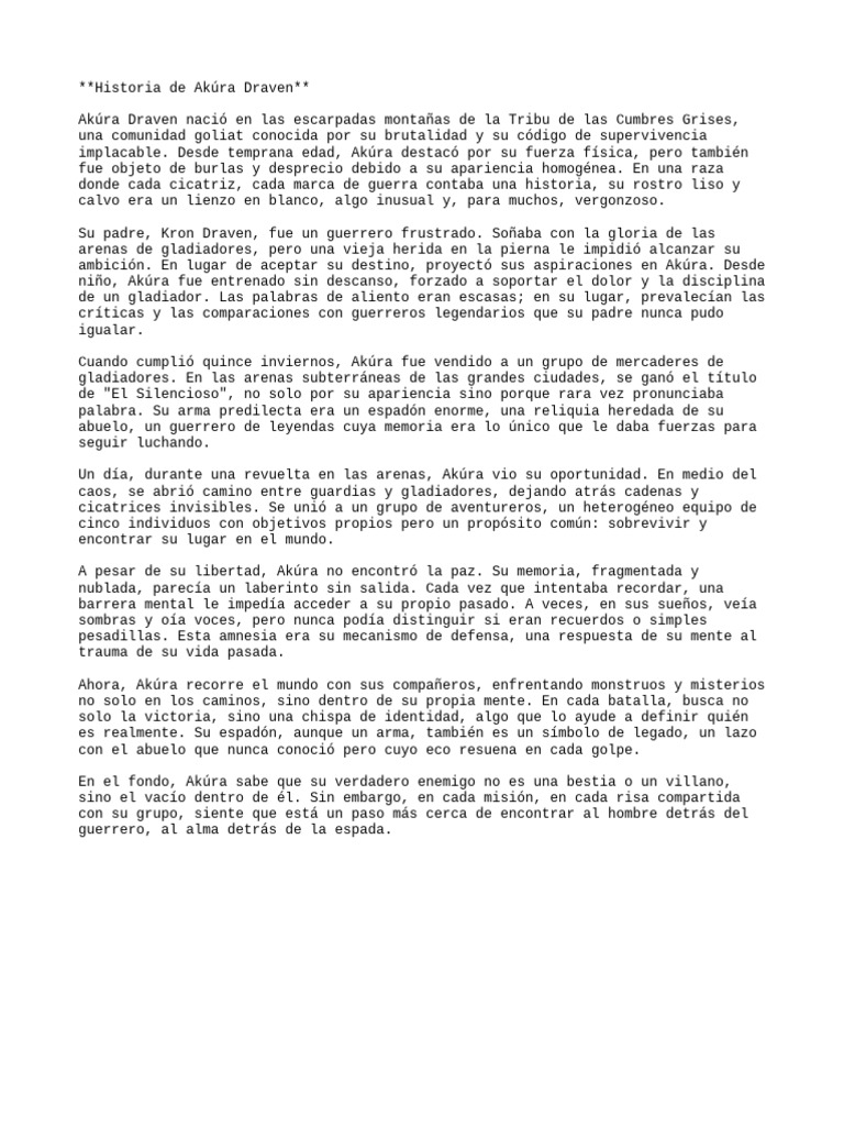 Historia de Akúra Draven | PDF