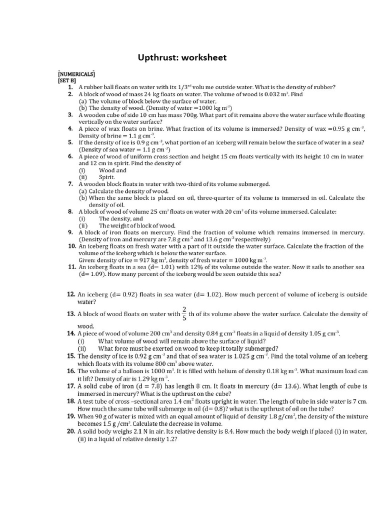 Upthrust Worksheet | PDF