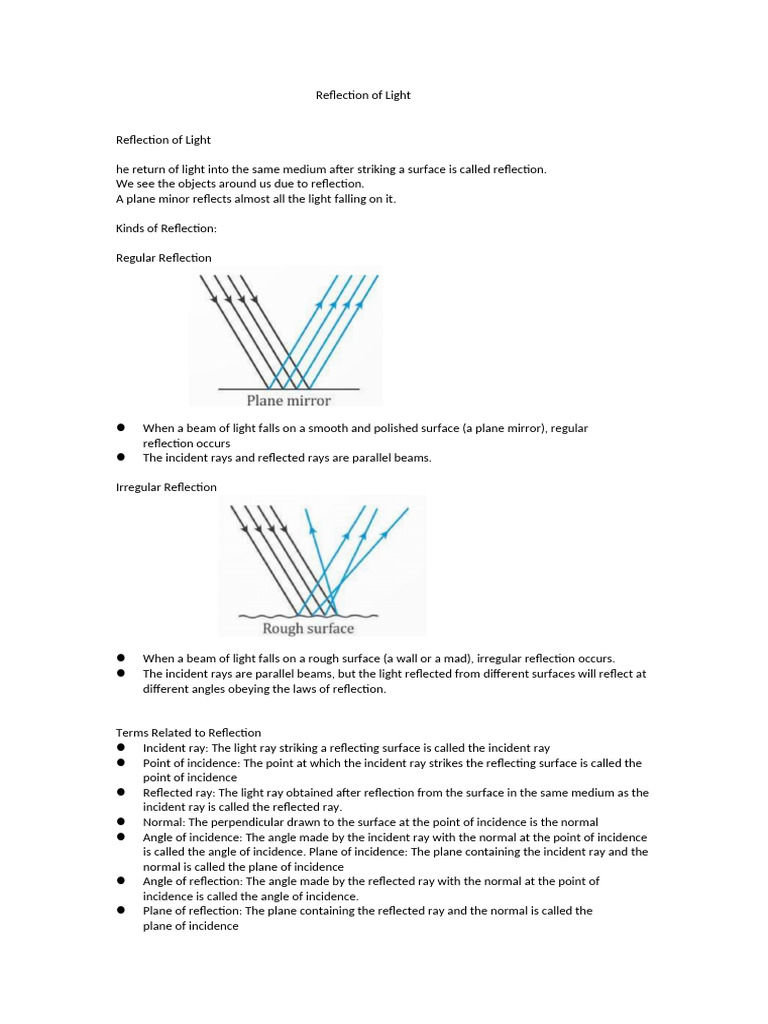 Understanding Light Reflection Principles | PDF | Reflection (Physics ...
