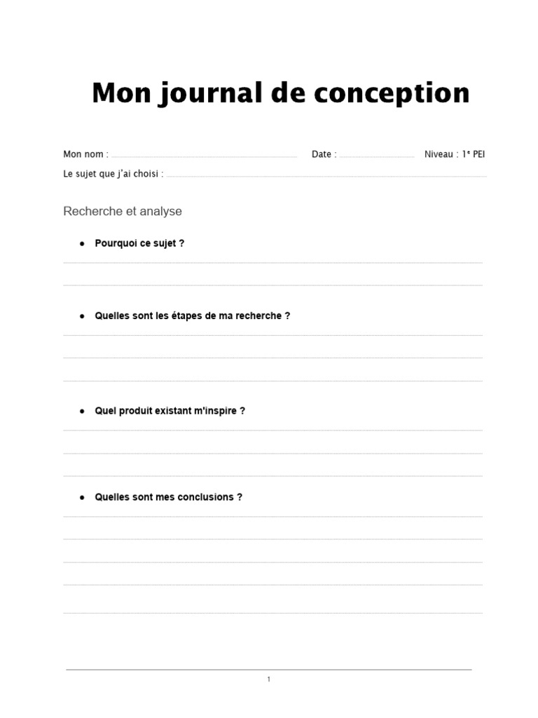 1PEI - Journal de conception | PDF
