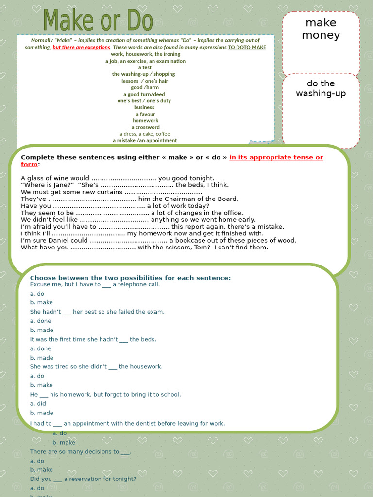 Make or Do Collocations 24841 2 | PDF