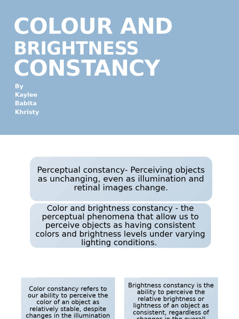 Colour and Brightness Constancy | PDF | Perception | Color