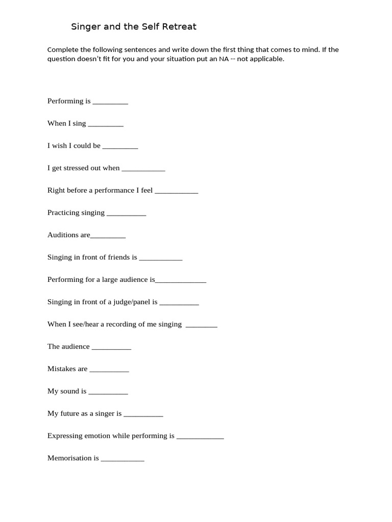 Singers Mindset Statements | PDF